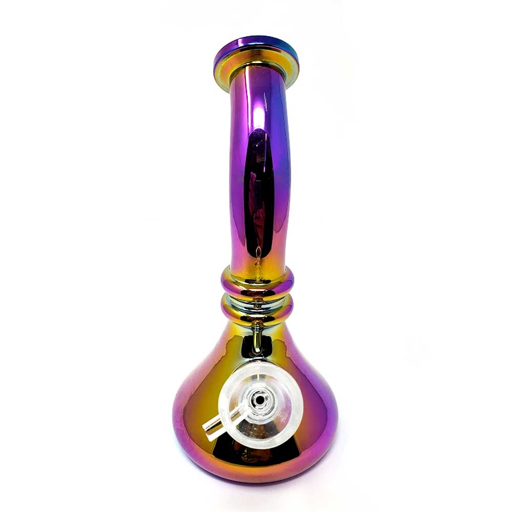 8" TILTED NECK IRIDESCENT BEAKER BONG - RAINBOW | SMOKE CITY – SC INC.