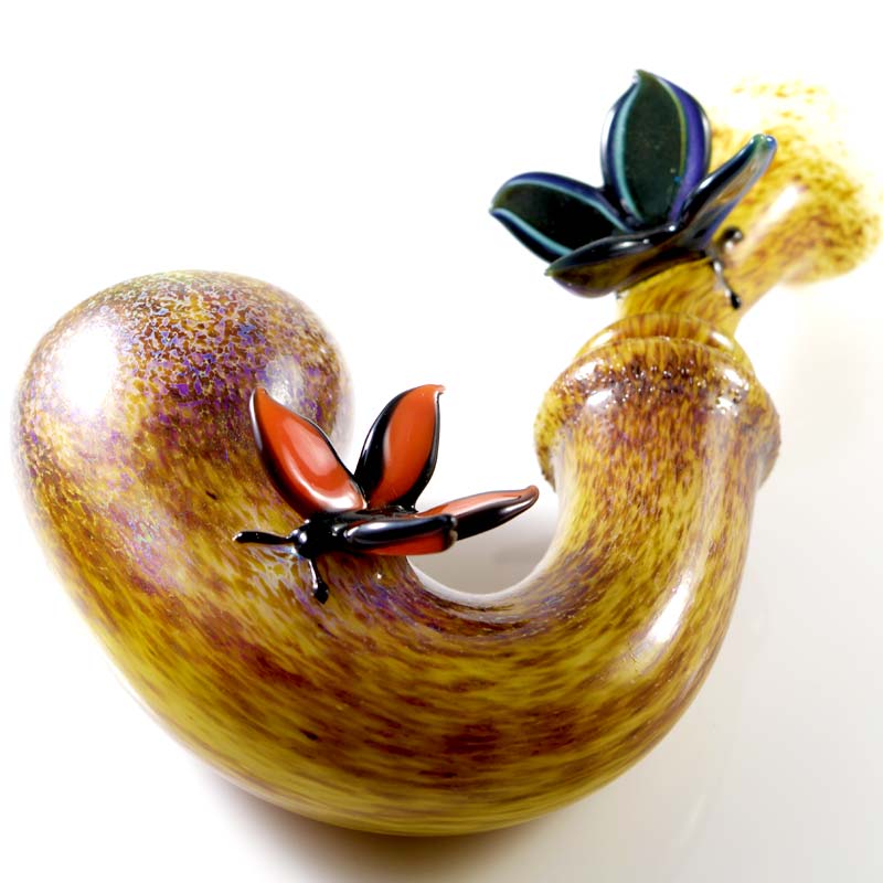 Cl1 Custom Glass Sherlock Pipe- Frit with Butterflies | Smoke City – SC ...