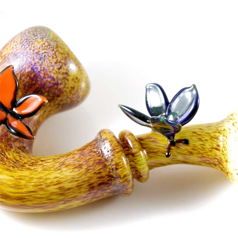 Cl1 Custom Glass Sherlock Pipe- Frit with Butterflies | Smoke City – SC ...